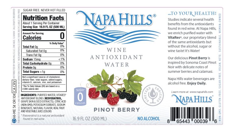 Napa Hills Water, Pinot Berry12 x 500ml Pack – NapaHills – Refreshing ...